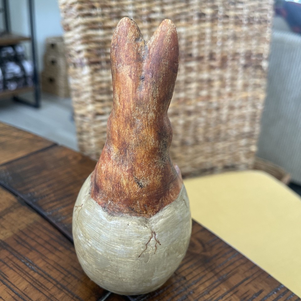 Vintage Walnut Ridge Primitive Chalkware Rabbit in Egg Collectible 1993 ...