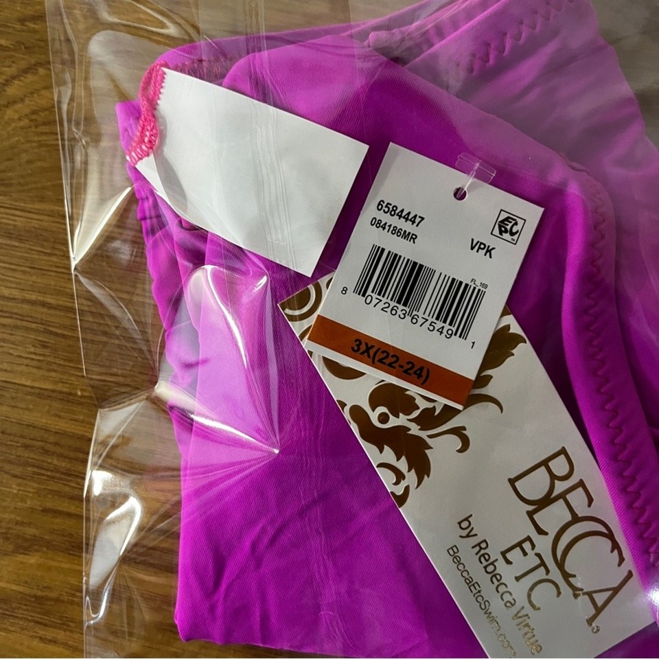 Becca color code hipster Bikini bottoms vivid pink NWT Retail $64 - 3X ...