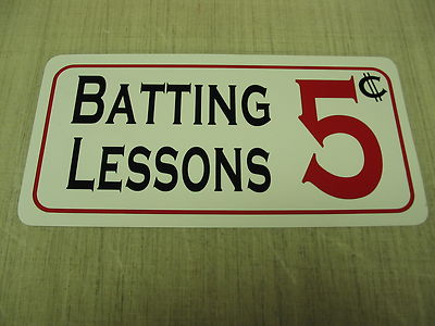 BATTING LESSONS Metal Sign 4 Batting Cages or Baseball Bat & Diamond ...