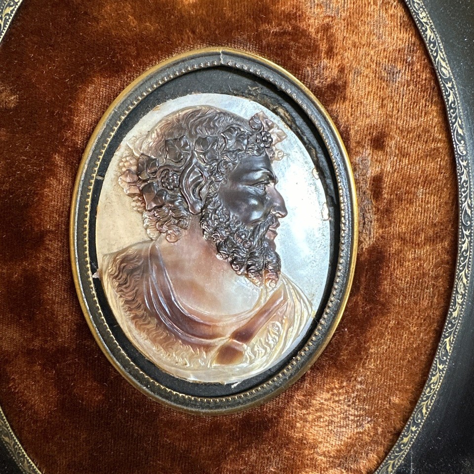 Rare Antique Hand Carved Black Opal Bacchus The God Framed | eBay