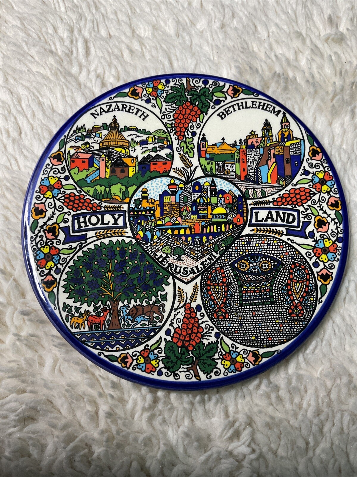 Ceramic Wall Hanging Holy Land Plate Bethlehem, Nazareth, Jerusalem | eBay