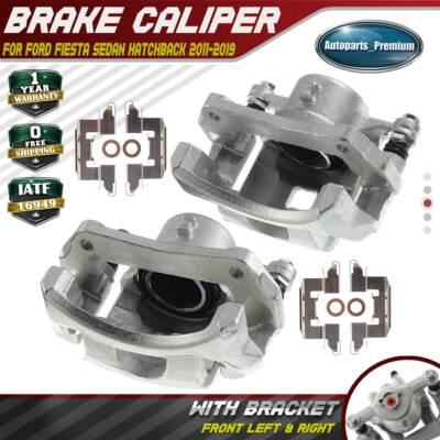 Pair Front Disc Brake Calipers with Bracket for Ford Fiesta 2011 2012 ...