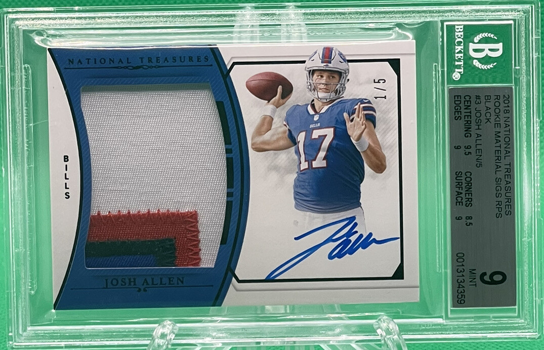 2018 National Treasures Josh Allen RC Rookie RPA PATCH BLACK /5 🏦 BGS 9 ...