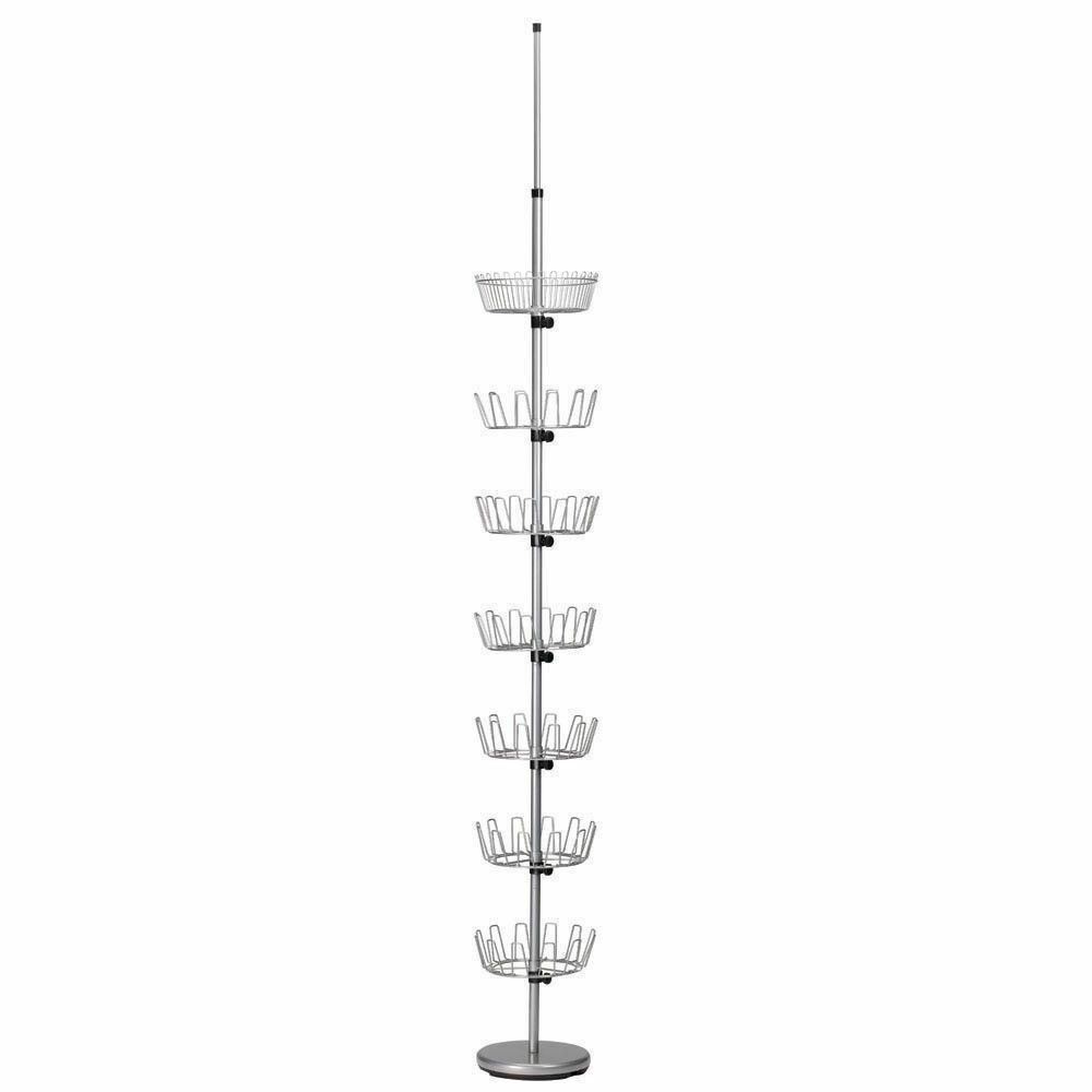 Floor Ceiling 36 Pair Metal Shoe Tree Organizer Storage 7 Tier Spinning ...