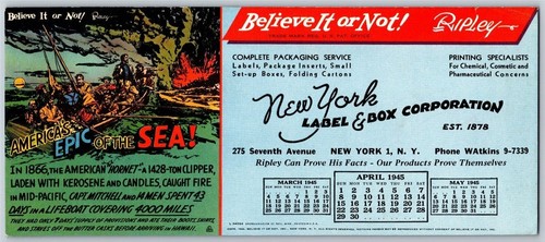 "Believe It or Not!" "Epic of the Sea" New York Label & Box Co. Ink ...
