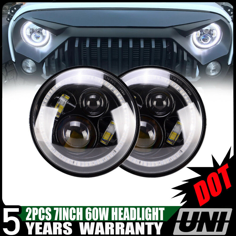 7" Round LED Headlights Light For Yamaha V-Star XVS 650 950 1100 ...