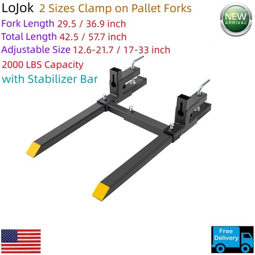 TECSPACE 2 Sizes 2000 lbs Pallet Forks for Tractor Skid Steer ...
