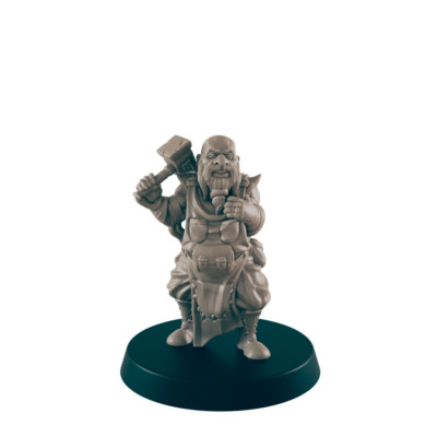 Dwarven Blacksmith Mini | Bald Dwarf | Dungeons and Dragons NPC Figure ...