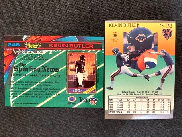 NFL - Kevin Butler 1991 Topps Stadium Club & 1991 Fleer Ultra - Bears ...