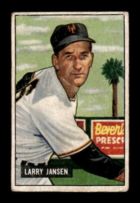 1951 Bowman Baseball #162 Larry Jansen CREASED Very Good New York ...