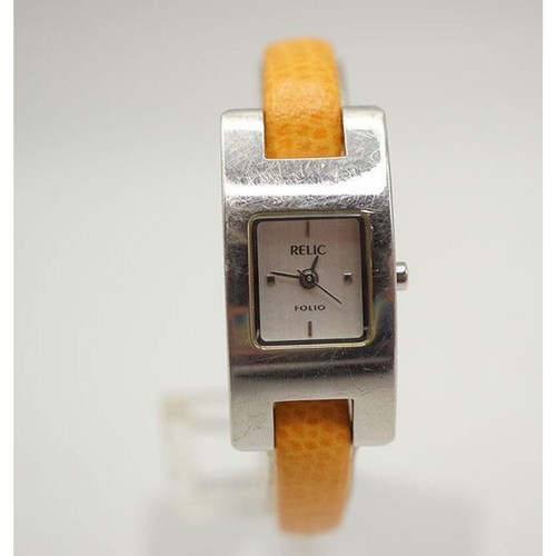 Relic Watch Ladies Quartz Analog with New Battery Orange Leather Band ...