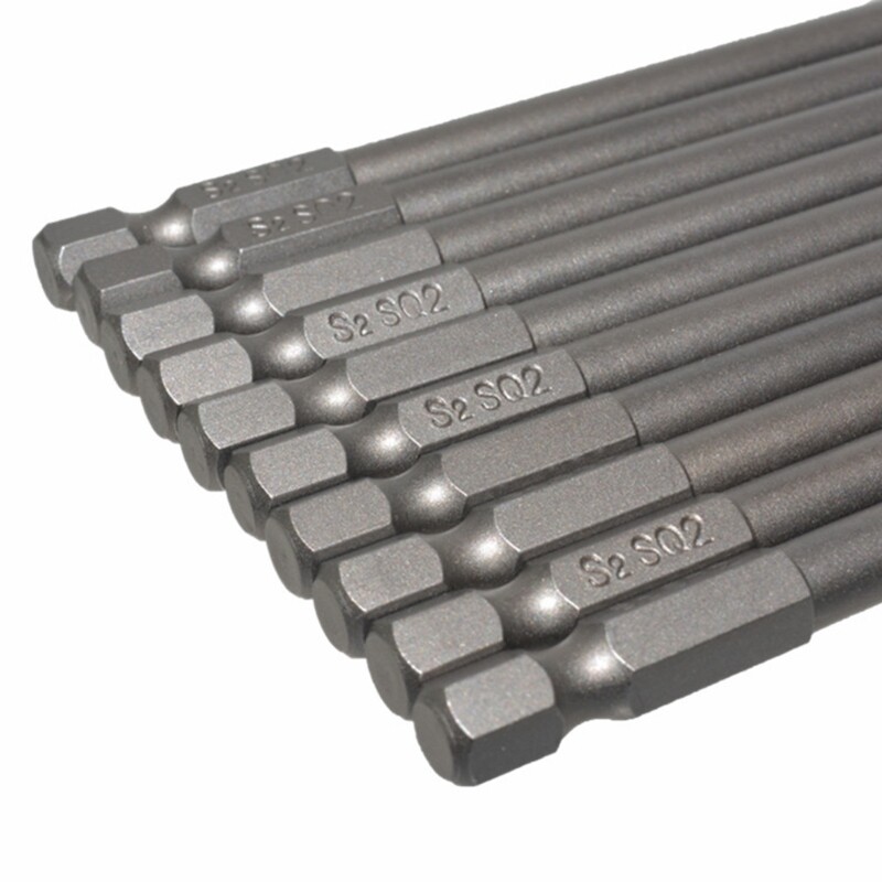 100mm 4inch SQ2 Square Driver Bit Screwdriver Bits Set S2 Steel 1/4 Hex ...
