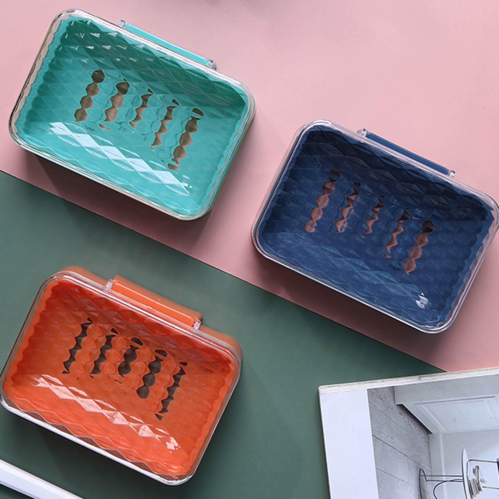 Soap Tray Waterproof Exquisite One Hand Operation Soap Container with ...