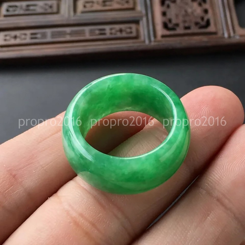 Natural Green Jade Jadeite Gemstone Circle Ring Men Women Gift Jewelry ...