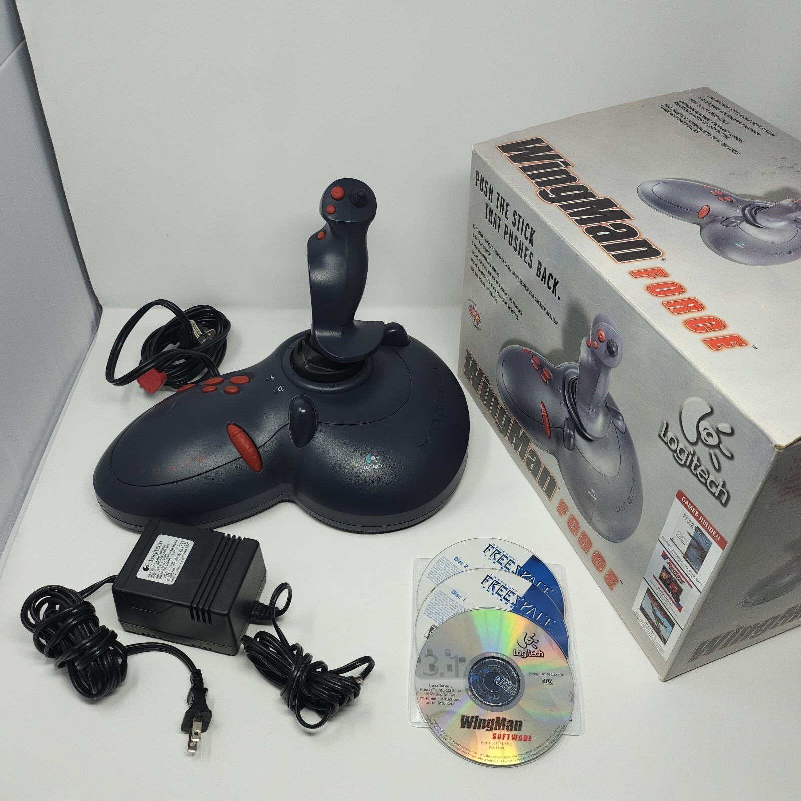 1998 Logitech WingMan Force USB Joystick Model J-UA9 w/ Software AC ...