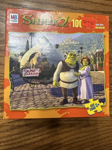 VTG 2004 Shrek 2 Kids MB 100 piece jigsaw puzzle Shrek Fiona Donkey ...