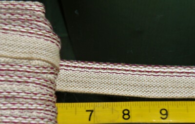 10 YDS IVORY BURGUNDY STRIPE 1/4" CORD CORDING PIPING E L MANSURE ...