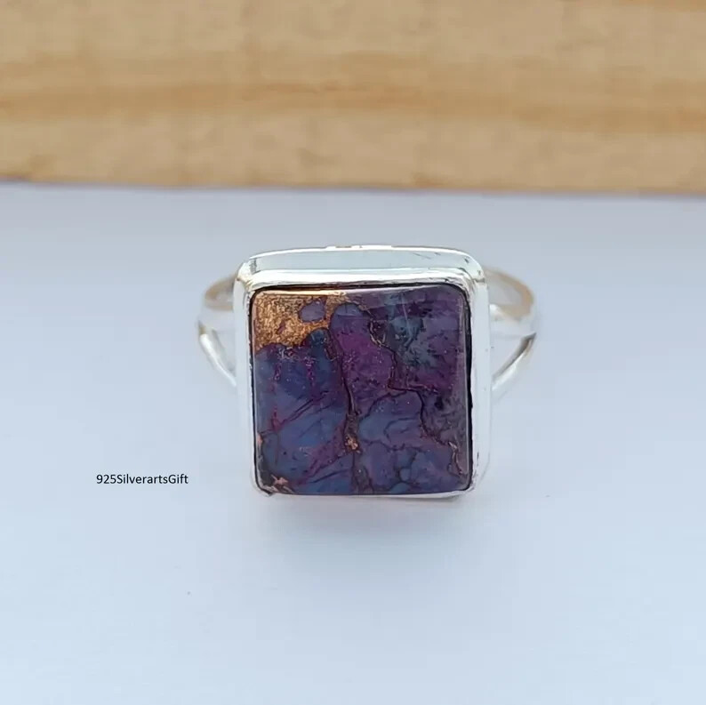 Purple Copper Turquoise Ring 925 Sterling Silver Handmade Ring All Size ...