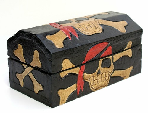 Wooden Pirate Chest Small Treasure Storage Case Box Black Gift Idea ...