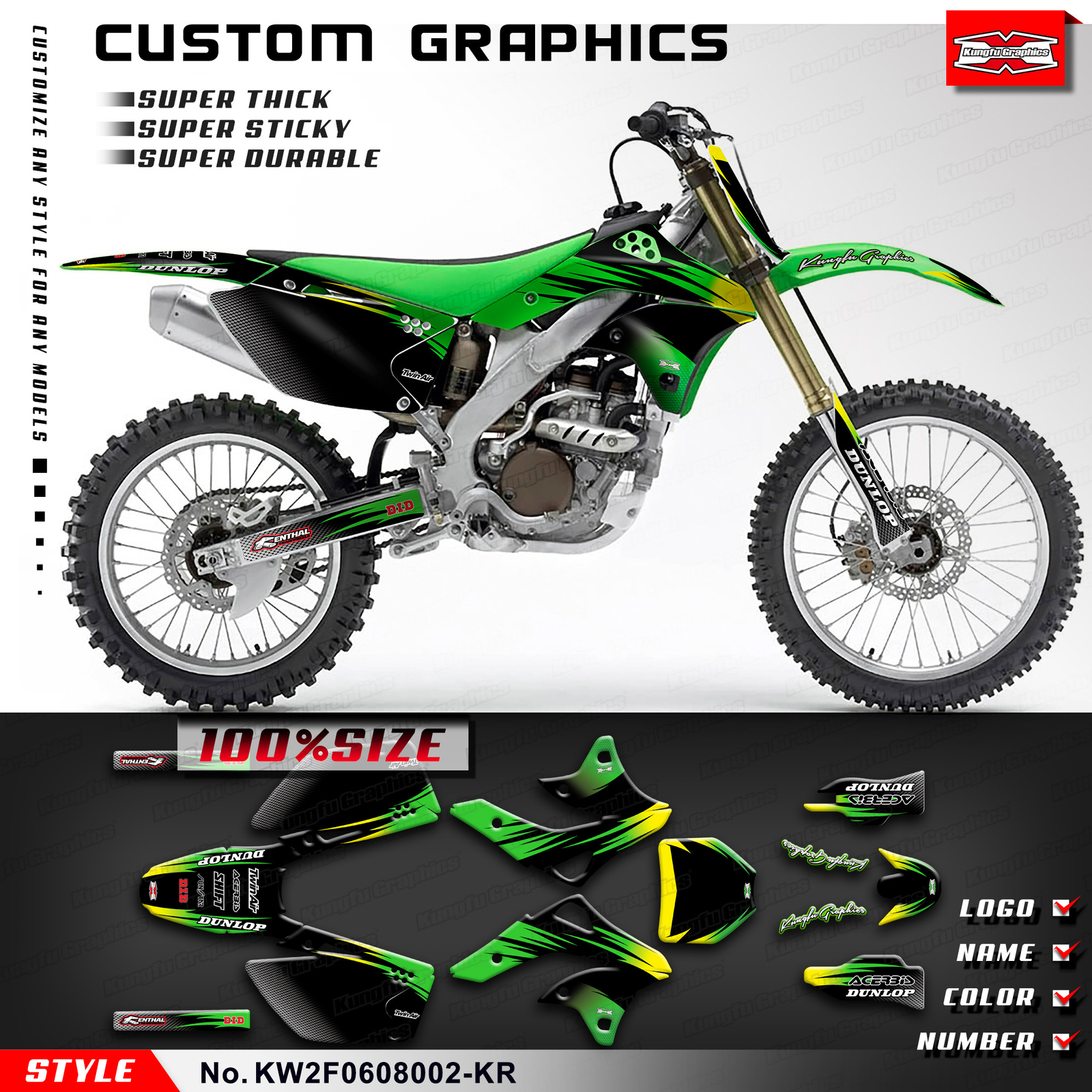 Racing Graphics Adhesive Vinyl Sticker for KX250F KXF 250 KXF250 2006 ...