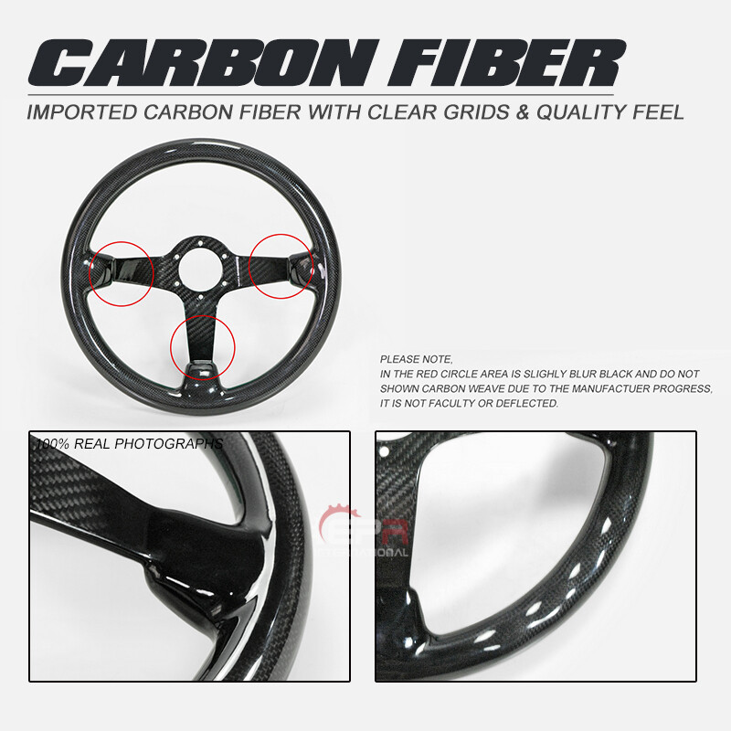 For UNIVERSAL Deep Dish Type Racing Glossy Dry Carbon Steering wheel ...