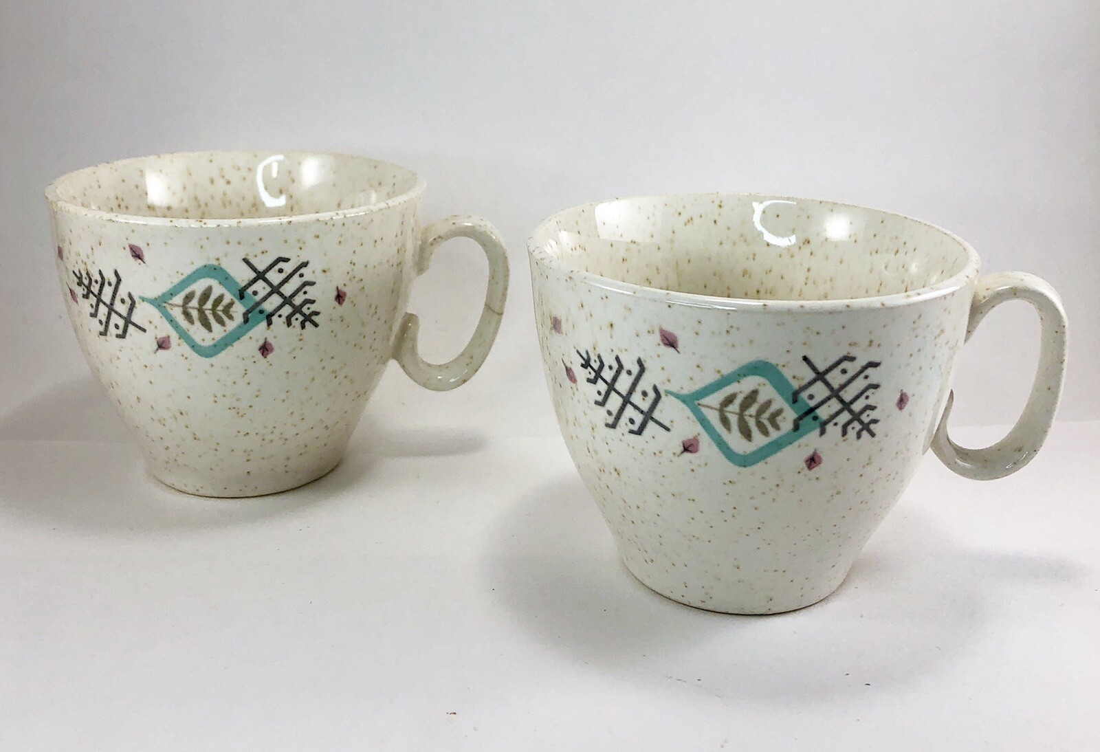 Vintage W.S. George Arbor Pattern Teacups Atomic Leaf Leaves Tree MCM ...