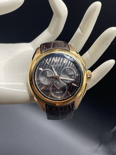 Bulova Curv Rose Gold Tone Chronograph Watch 97A124 262 kHz Sapphire ...