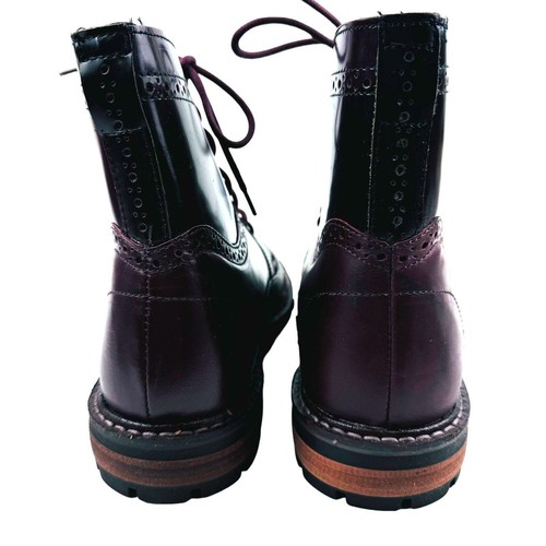 Mens Crevo Sequoia Bordo 2 Tone Wingtip Boots Size 8.5 Combat Lace Up ...