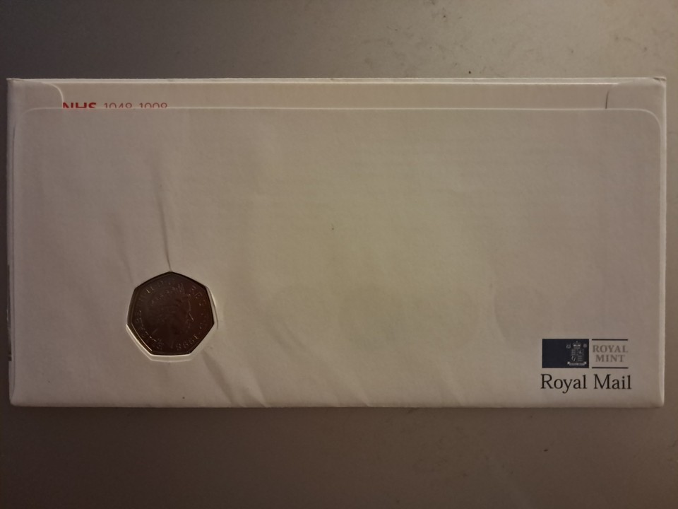 1998 UK 50p coin NHS 50th Anniversary numismatic cover Royal Mail Royal ...