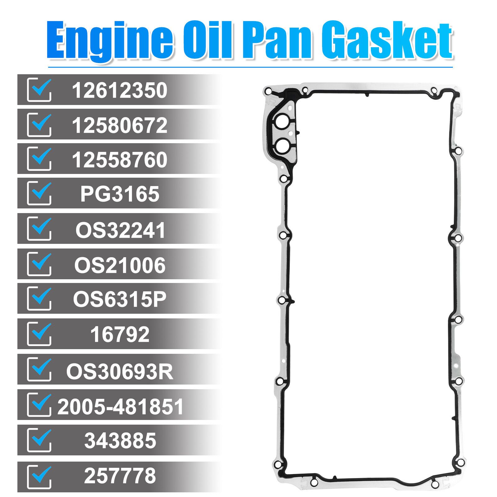 Oil Pan Gasket For Chevy Silverado GMC 4.8L 5.3L 6.0L 6.2L 12612350 ...