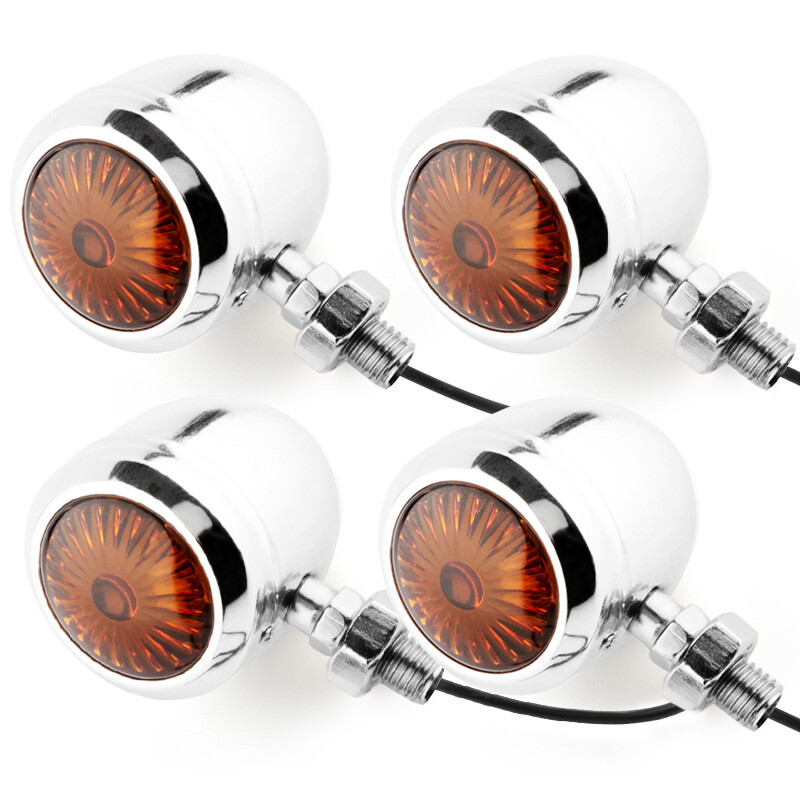 4x Motorcycle Bullet Turn Signal Lights Amber Indicators Blinker Lamp ...