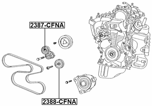 2388-CFNA Febest PULLEY IDLER KIT 06E903341, 6QD145276B, 06E903341G ...