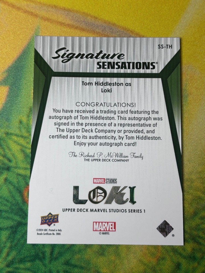 UD Marvel Studios Loki Signature Sensations Autograph Auto Tom ...