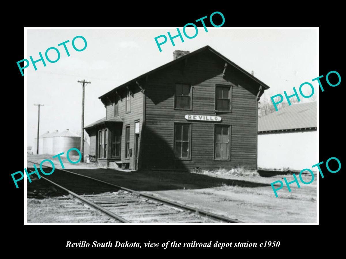 OLD 8x6 HISTORIC PHOTO OF REVILLO SOUTH DAKOTA RAILROAD DEPOT STATION ...