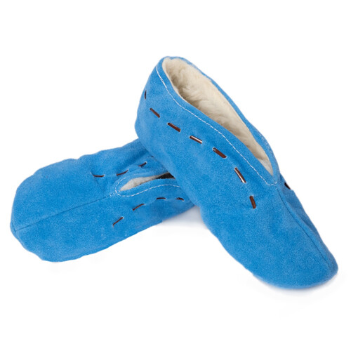 UNISEX. SPANISH SLIPPERS MOCCASIN SHOES REAL LEATHER SUEDE WARM FUR UK2 ...