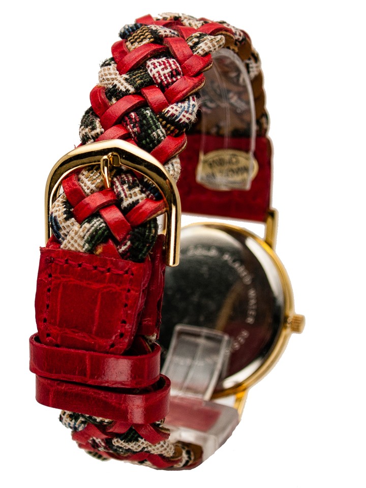 INFINITY: WOMEN GENUINE ANTIQUE LOOK RED LEATHER BAND ANALOG QUARTZ ...