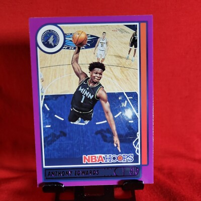 2021-22 NBA Hoops Anthony Edwards Purple Parallel #151 Minnesota ...