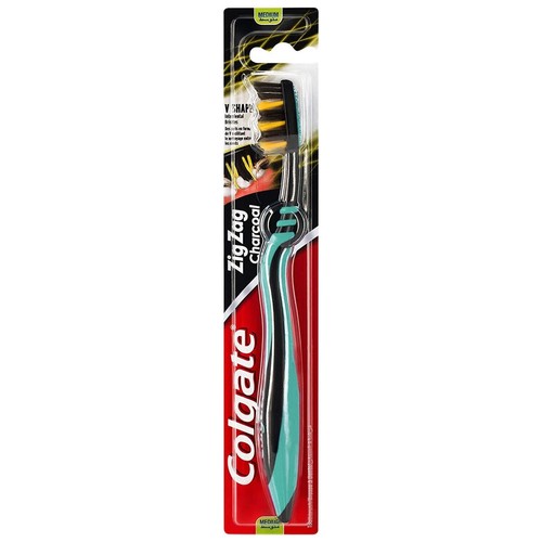 Colgate Zig Zag Charcoal Toothbrush Medium Bristles Gentle on Gums ...