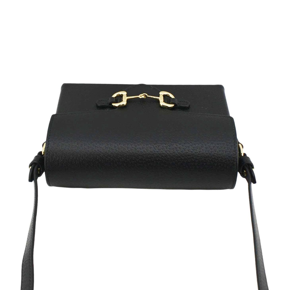 GUCCI Horsebit 1955 Flap Leather Shoulder Bag Black 732314 GUCCI Horsebit 1955 Flap Leather Shoulder Bag Black 732314