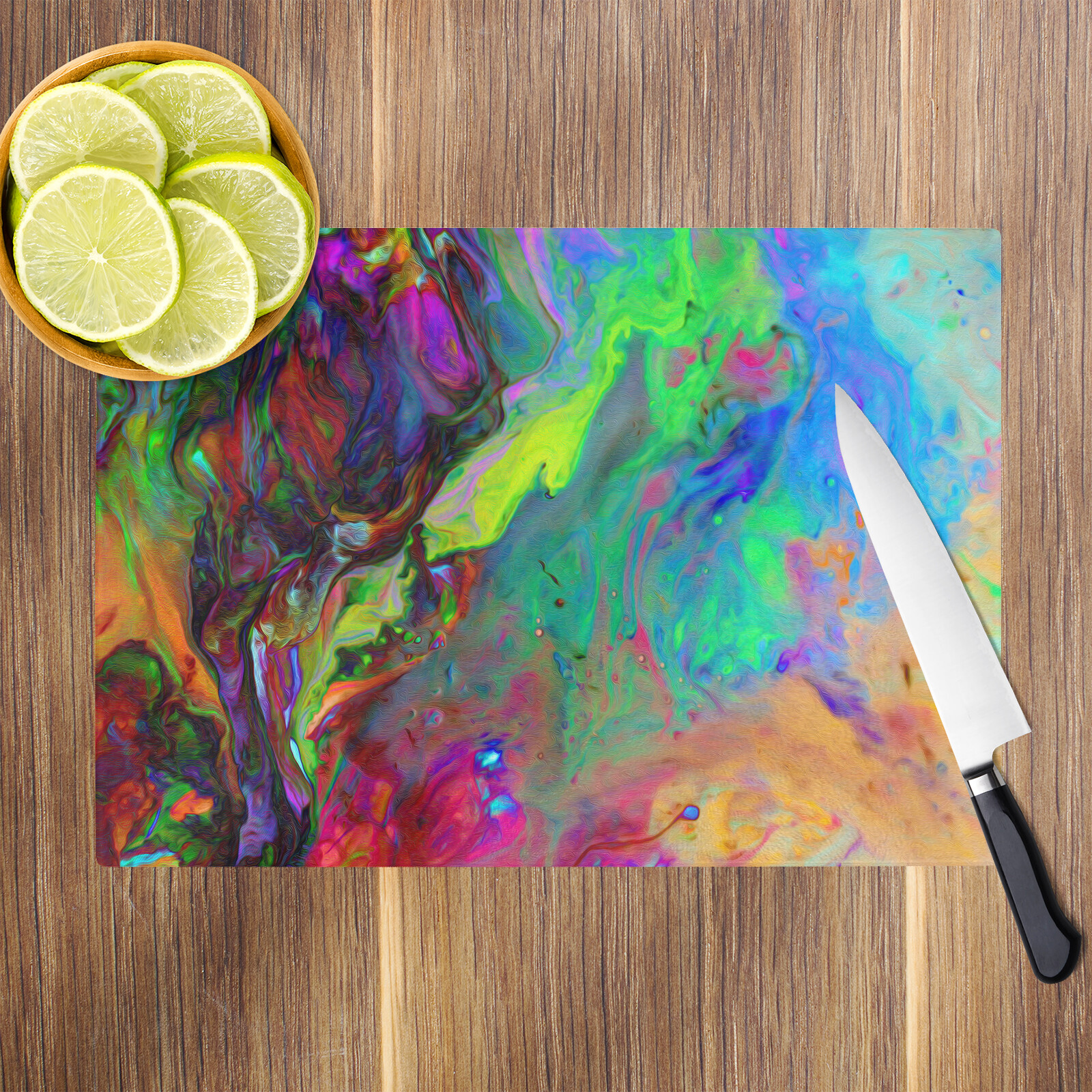 Colourful Retro Cool Funky Glass Chopping Board Kitchen Worktop Saver ...