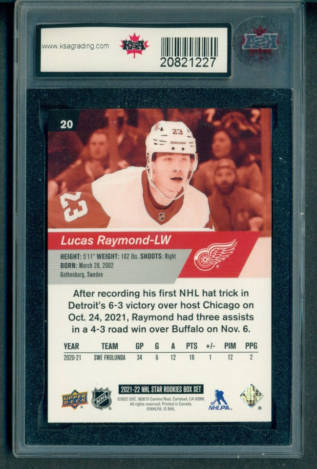 2021-22 U.D. Star Rookies #20 Lucas Raymond Rookie Card - KSA 10 Gem ...