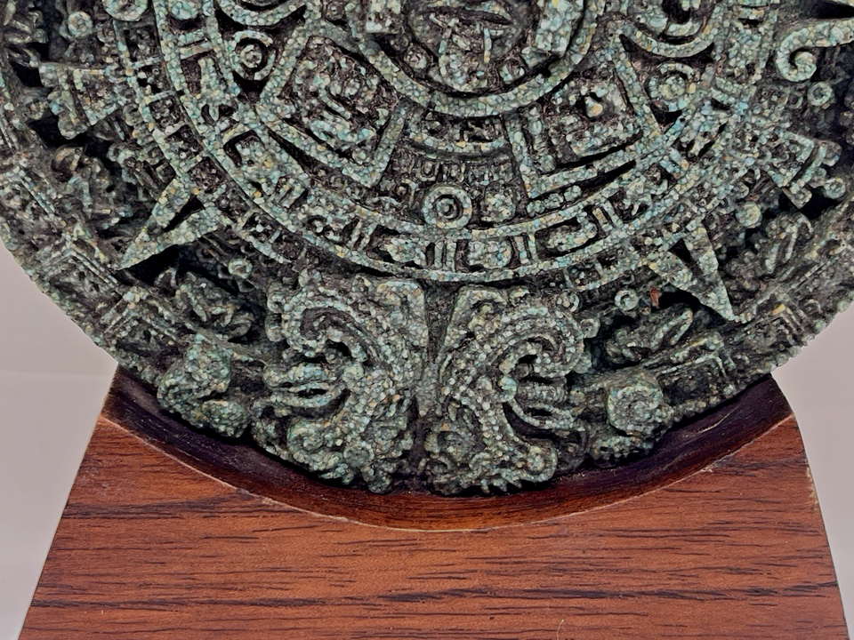 Vintage Signed ZABRESKI Aztec Mayan Sun Calendar Green Crushed ...