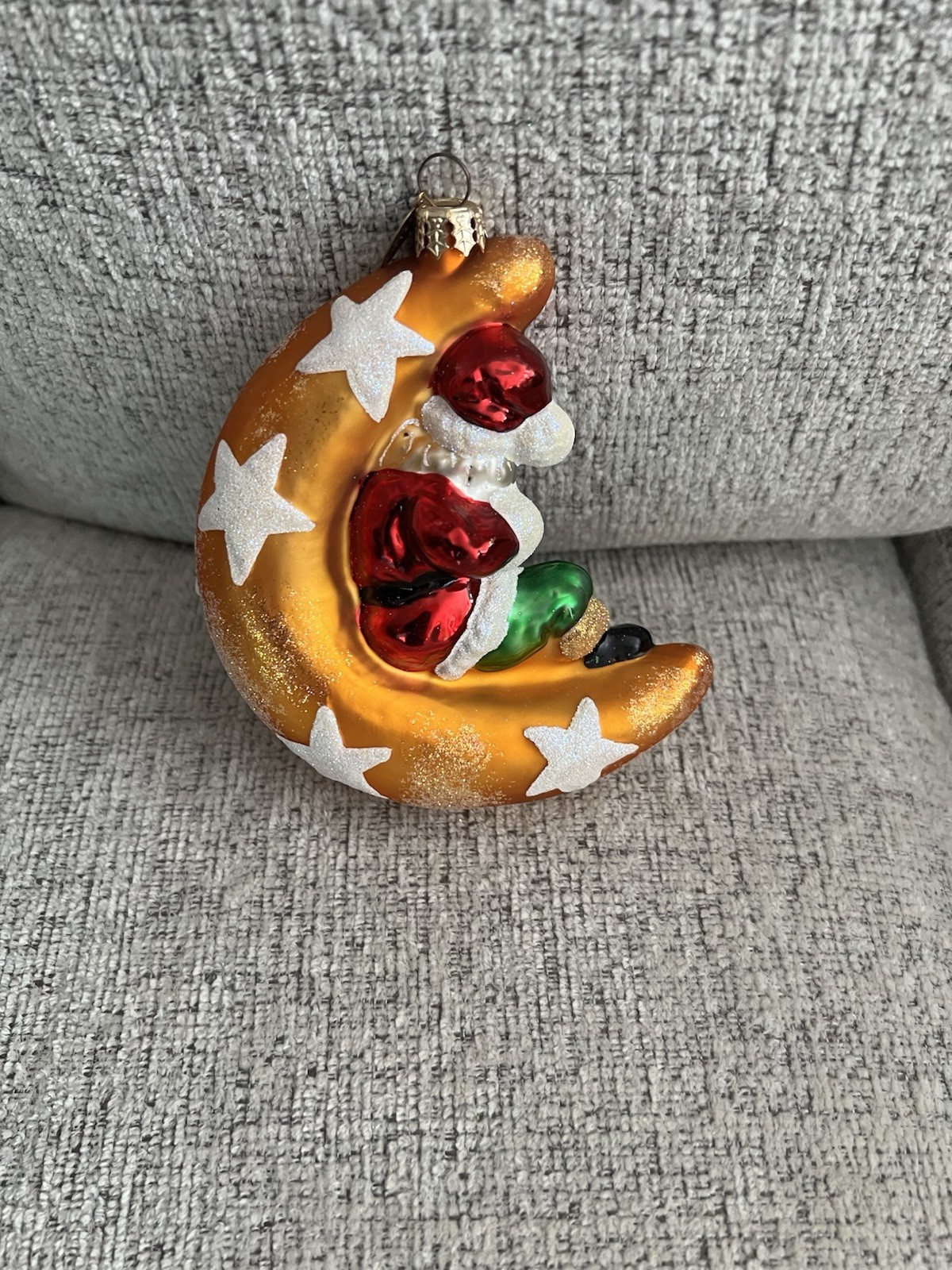 Christopher Radko 1996 "A Job Well Done" | Santa on Moon Ornament ...