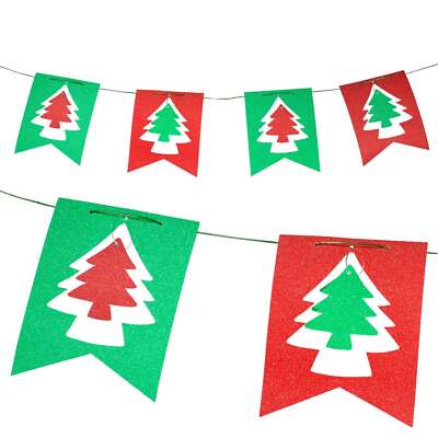 Christmas Tree Flag Hanging Decoration Holiday 8FT Pennant Banner, Red ...