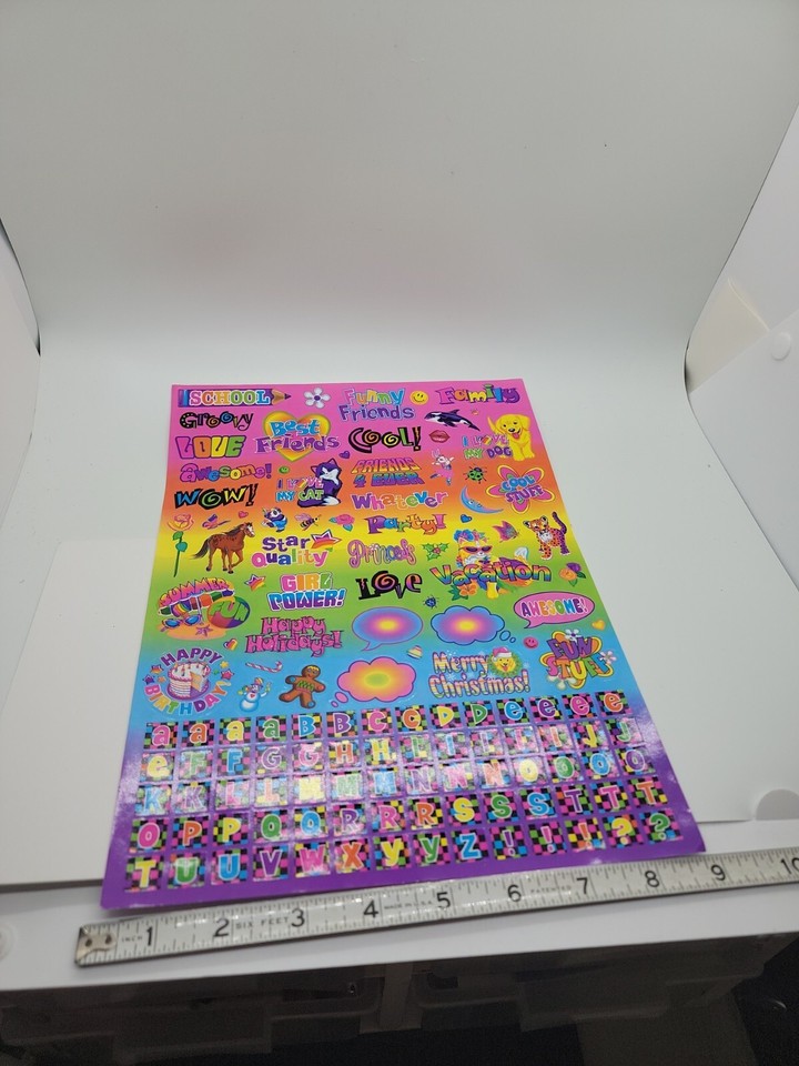 Vintage Lisa Frank Birthday & Seasons Letters Large Jumbo Sticker Sheet ...