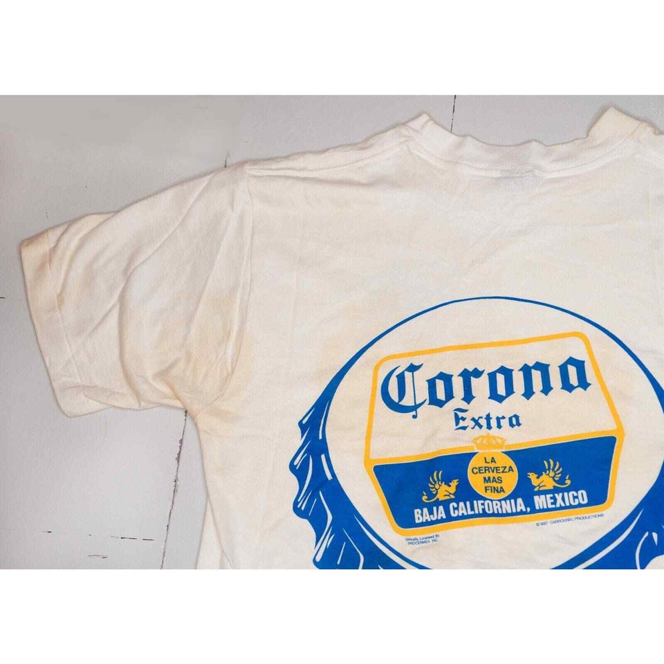 Vtg 80s Corona Extra Beer Bottle Cap Shore Patrol T-Shirt Sz L ...