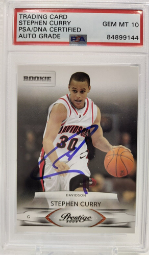 STEPHEN CURRY AUTO 10 PSA/DNA ROOKIE 2009 10 Panini Prestige Slabbed ...