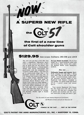 1957 Colt 57 Rifle w/ Coltmaster Scope Original Print Ad | eBay