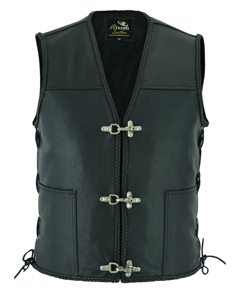 Biker Leather Waistcoat Men's Cut Motorcycle Black Various Club Bikers ...