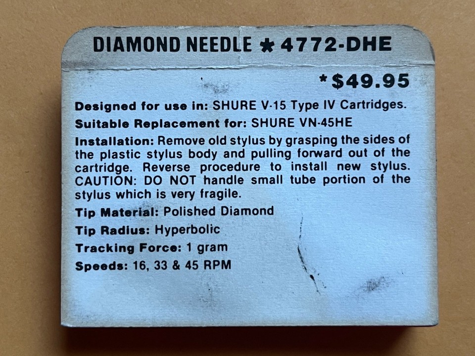 NOS Superb Needle 4772-DHE Diamond Needle Stylus Shure V-15 | eBay